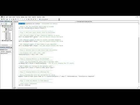 Supply Chain Analysis with VBA Automation 70 – Automate Cash to Cash Cycle Time KPI in Excel ...