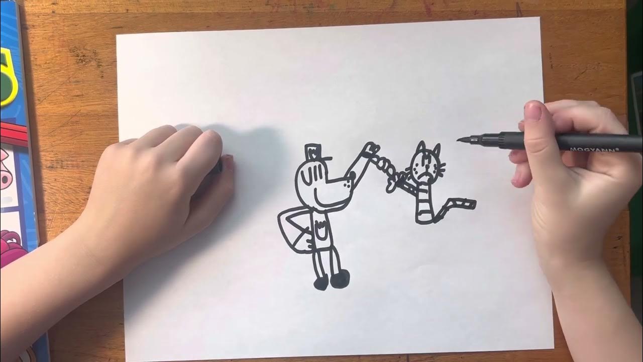 How to draw Dog Man arresting Petey - YouTube