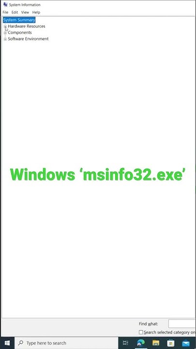 Windows ‘msinfo32.exe’ program - YouTube