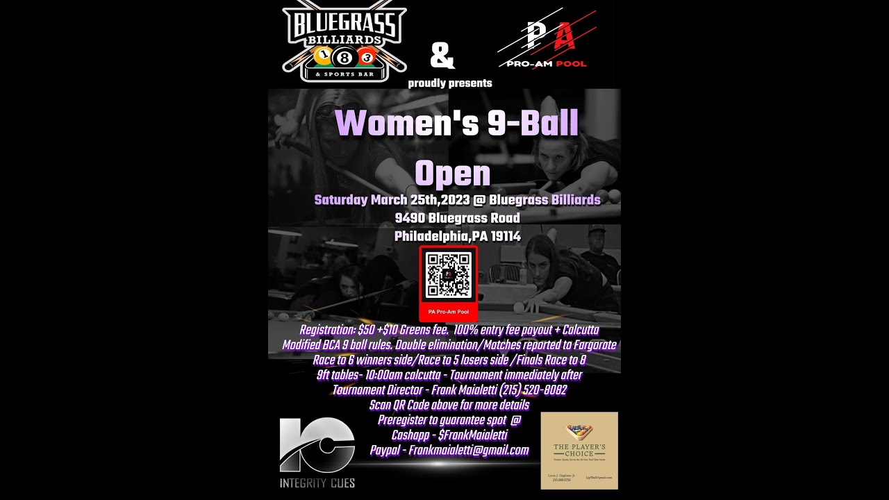 PA Pro-Am Pool Presents The Bluegrass Women's 9 Ball Open Match #05 ...