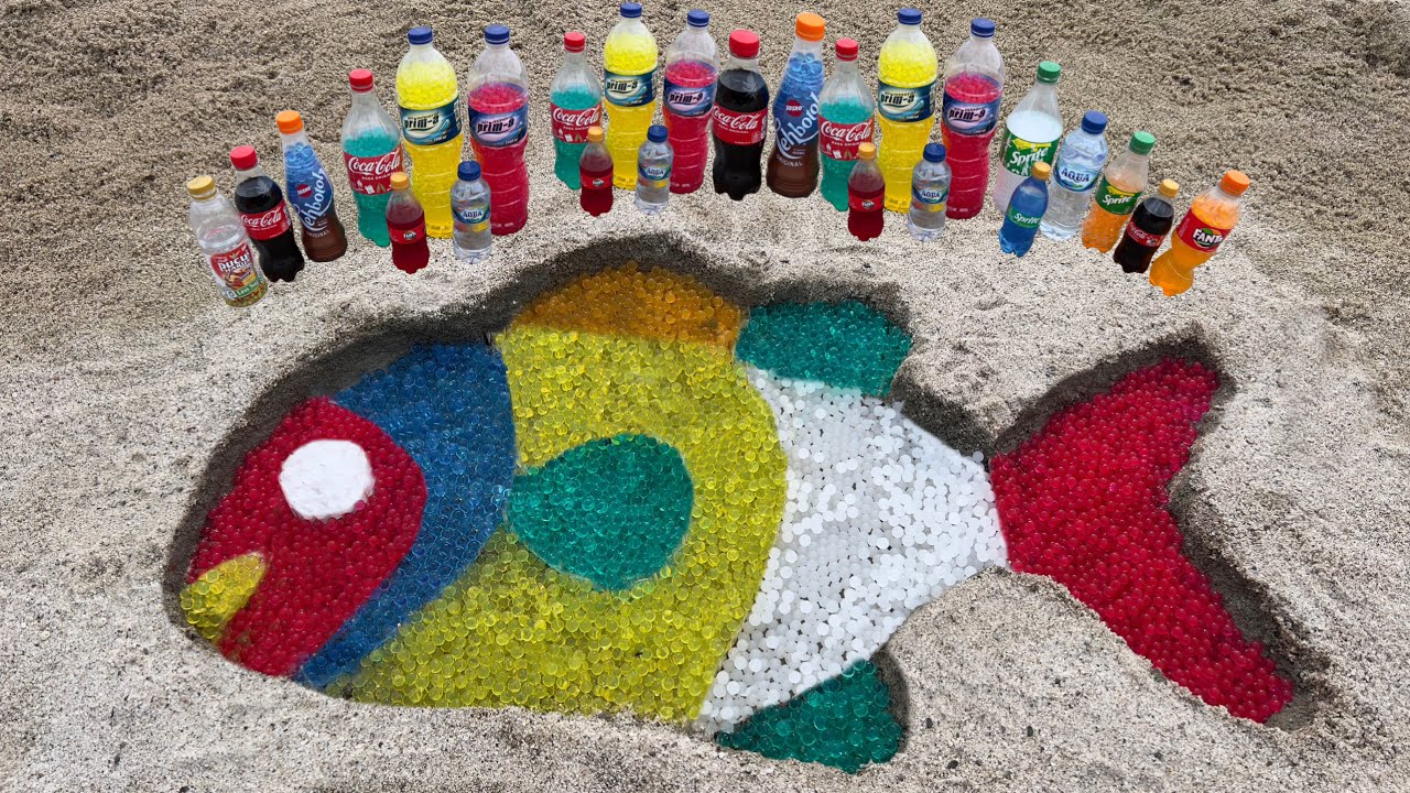 How to make rainbow piranha With orbeez, Chupa Chups, Fanta, Coca cola ...