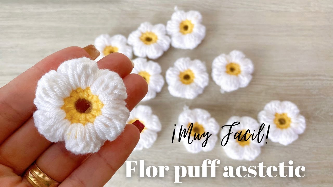 flores puff aesthetic a crochet ganchillo MUY FACIL - YouTube