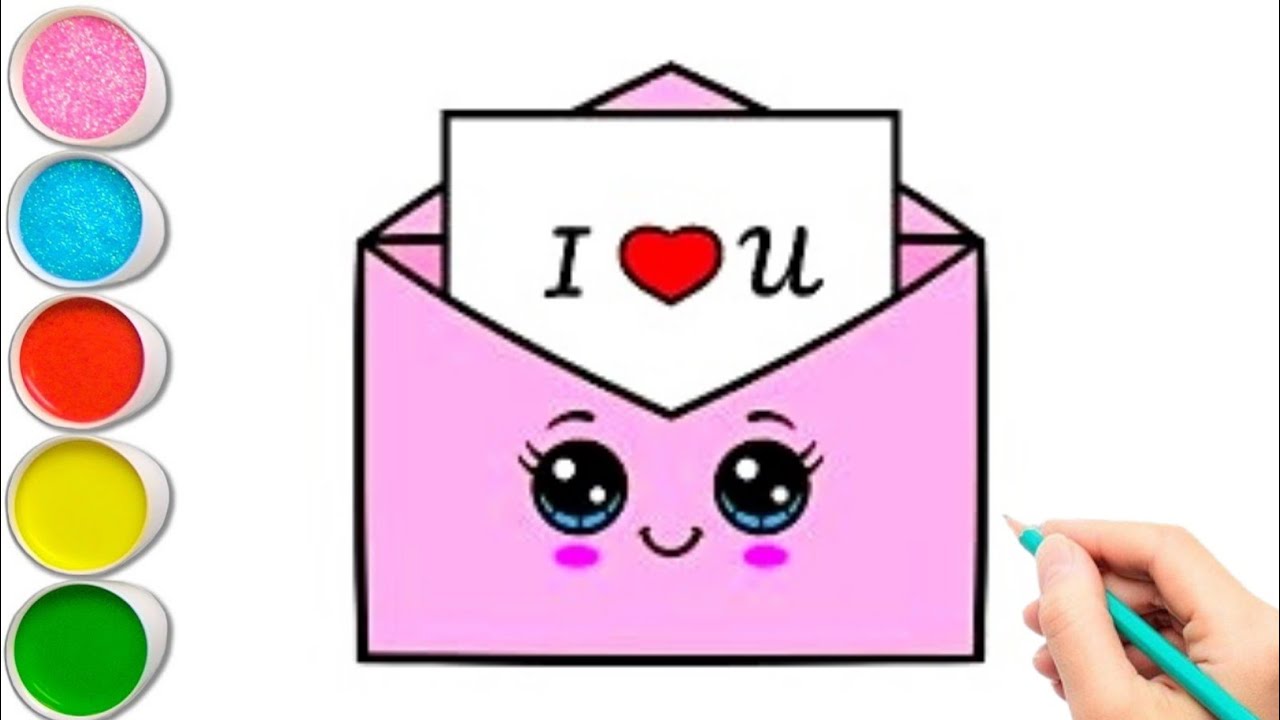 How To Draw A CUTE ENVELOPE - YouTube
