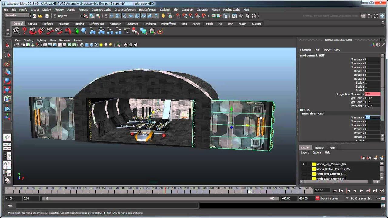 Animating an assembly line - Part 3: Driven keys and animated textures - YouTube