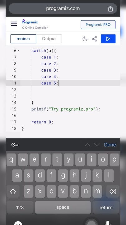 switch case break| C programming | online mobile C language #c #students #learn #reel #shorts # ...