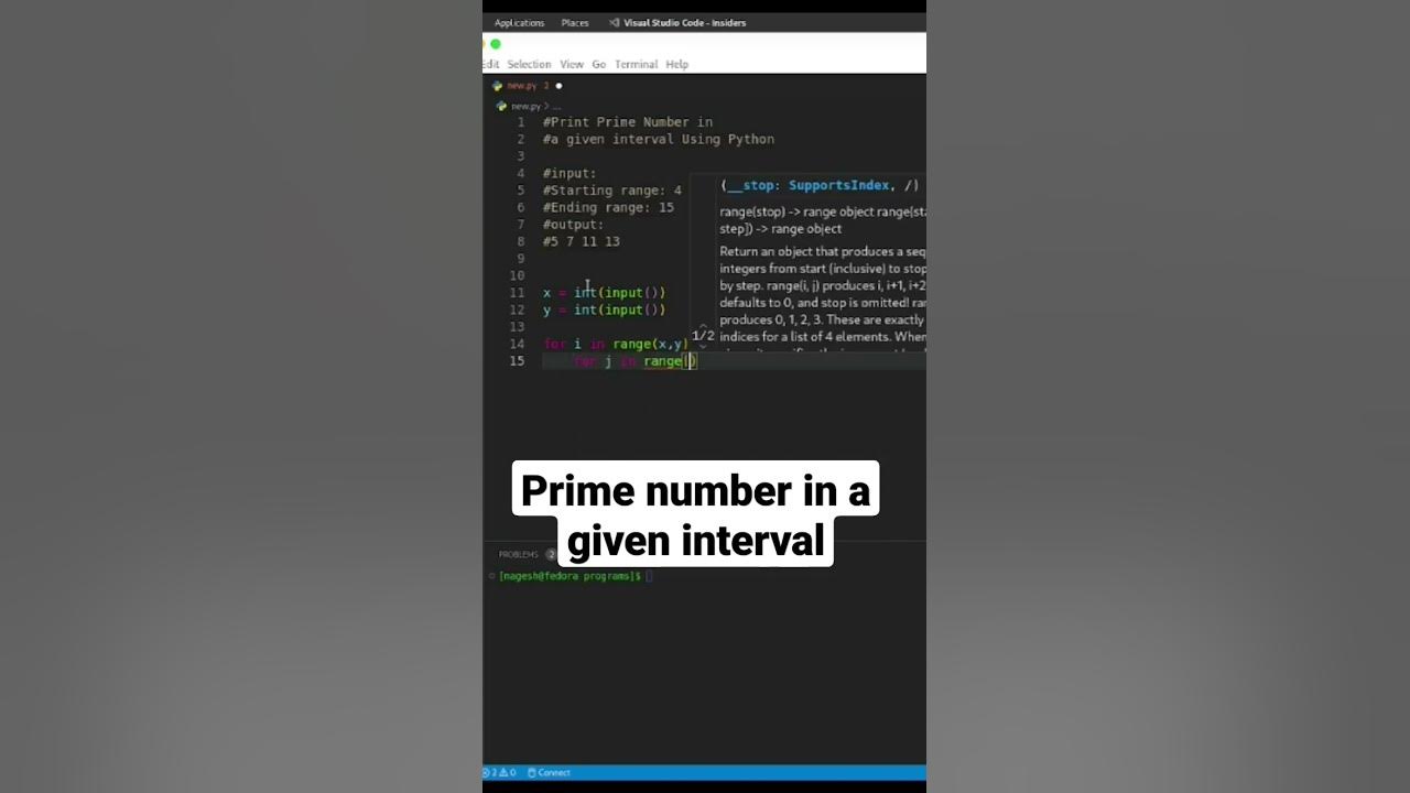 Prime Number In A Given Interval Using Python Programmingmonk Python Pythonprogramming