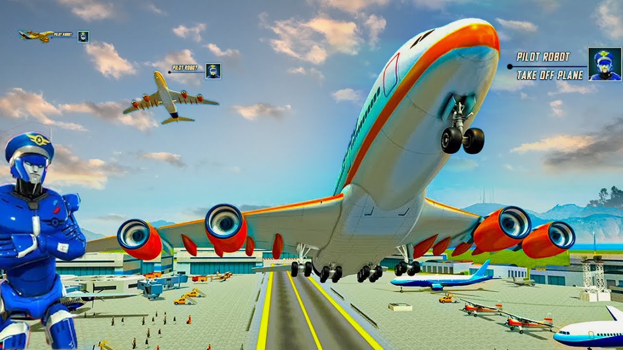 Robot Airplane Pilot Simulator - Airplane Games - Robot Plane Game ...