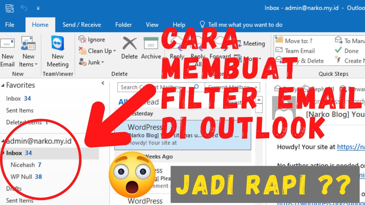 🔴 CARA MEMBUAT FILTER EMAIL DI OUTLOOK - CARA MENGELOLA EMAIL INBOX DI ...