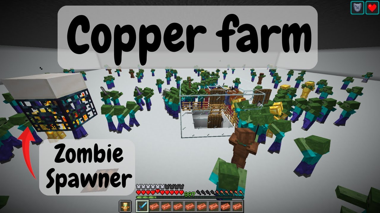 I built a copper farm induced by zombie spawner - YouTube