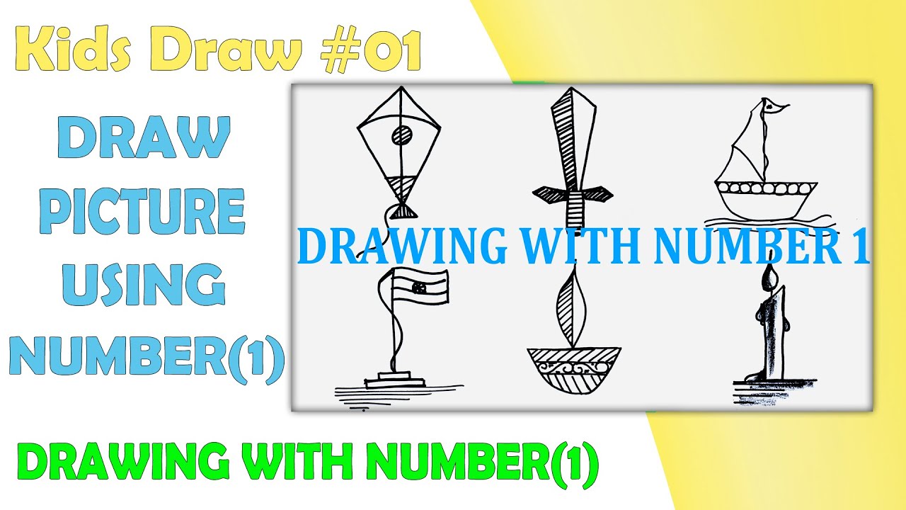 Very Easy 6 Drawings from Number 1 for Kids | Draw Pictures Using ...