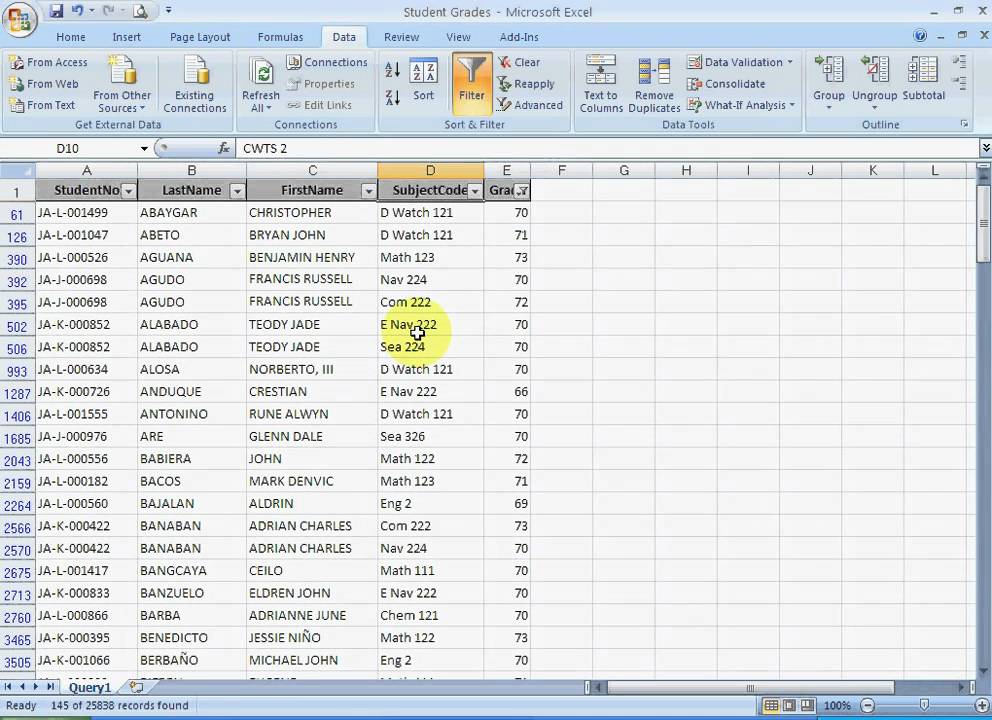 Using Data Filter In Excel 2007 avi YouTube Using Data Filter In Excel 2007 avi YouTube