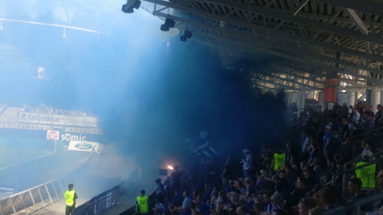 HJK fanit kauden ensimmäisessä metroderbyssä - YouTube
