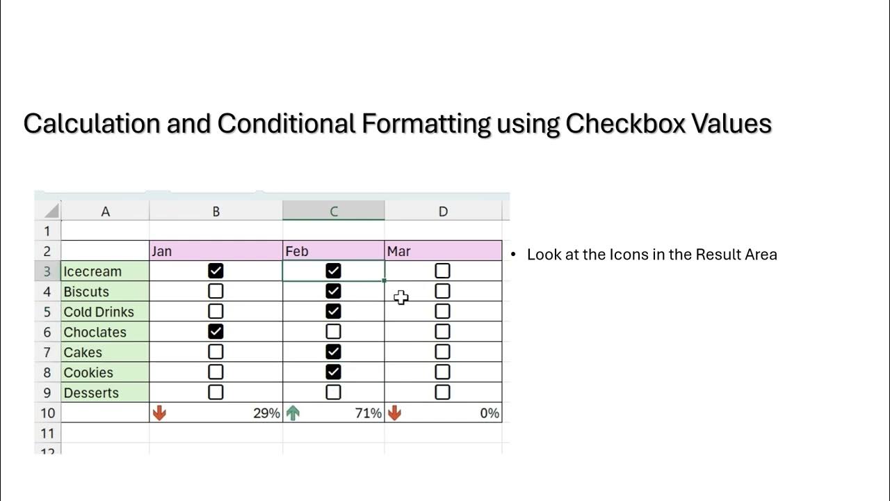 Calculation and Conditional Formatting using Checkbox Values - YouTube