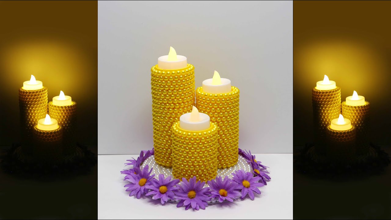 Pearl Candle Holder using Plastic Bottle Caps | Best out of Waste ...