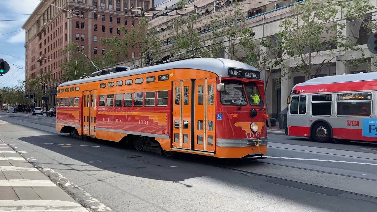 MUNI Market Street PCC Trolleys @ Embarcadero & Green Street (4/29/22 ...