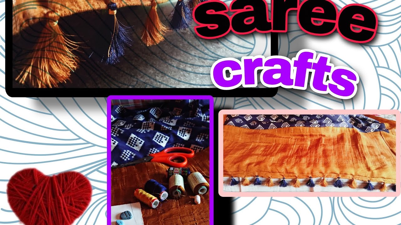 how to make sare design||saree crafts||plane design - YouTube