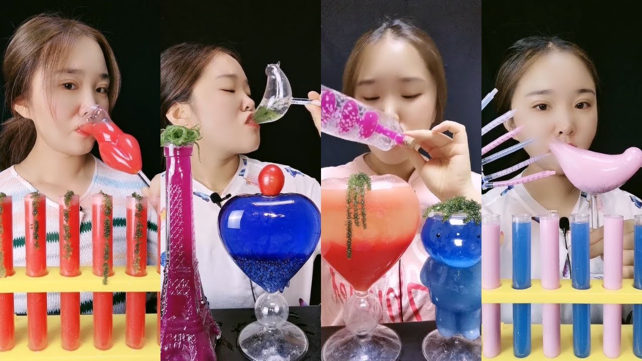 ASMR DRINK COLORFUL BEVERAGES 🥤 빠른 식수 oruçlu içme suyu DRINKING WATER ...