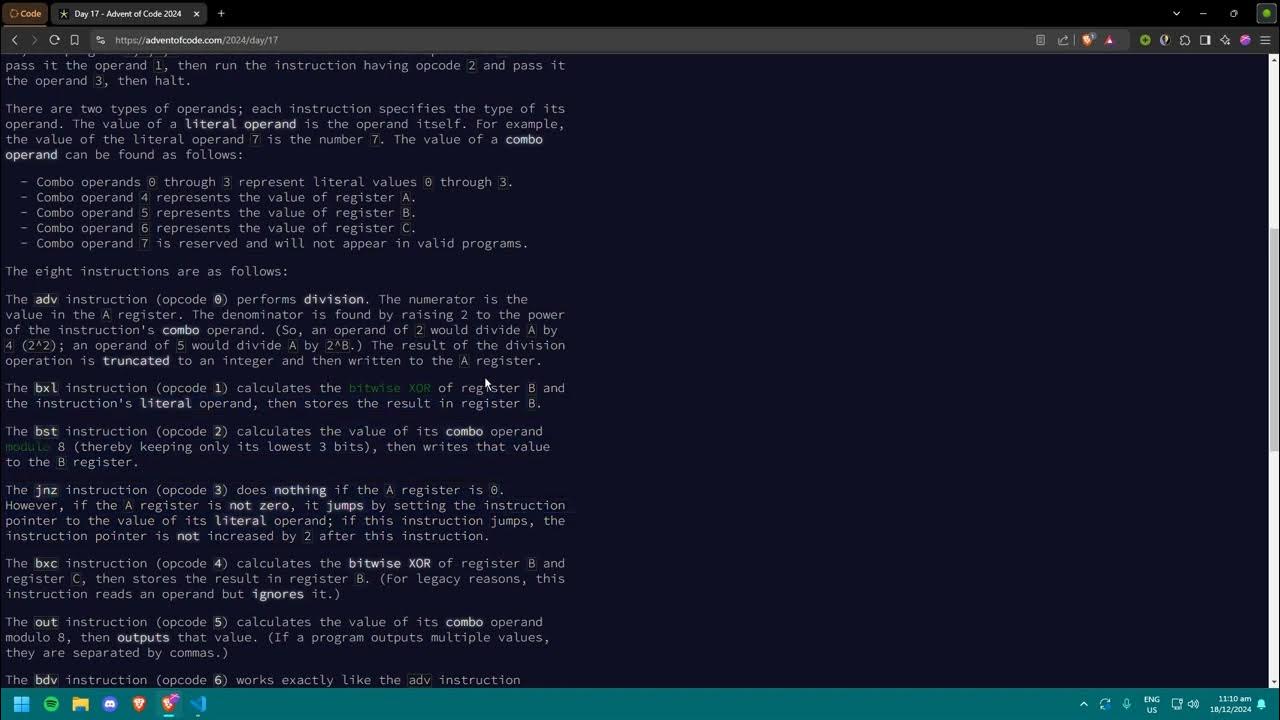 Advent of Code 2024 Day 17 (Part 1) - YouTube