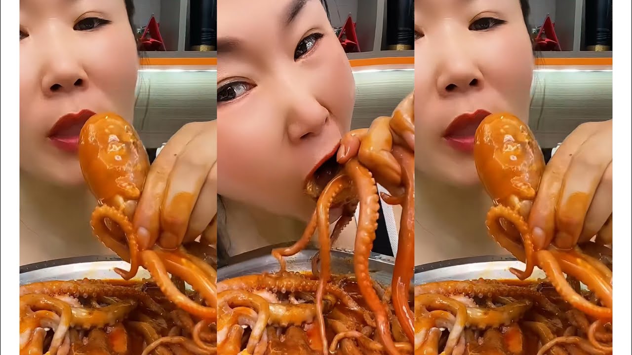 Mukbang eating octopus challenge eating Chinese food #food #mukbang # ...
