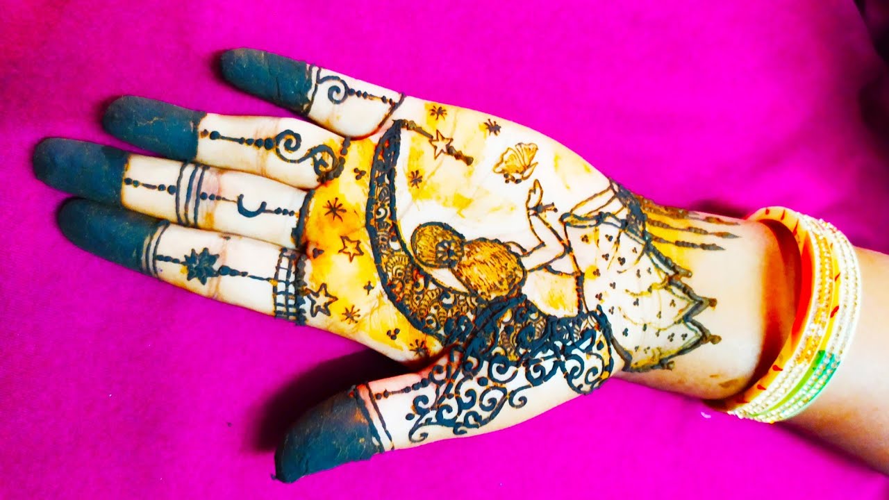 stylish mehndi design | moon fairy mehndi design | How to draw fairy ...