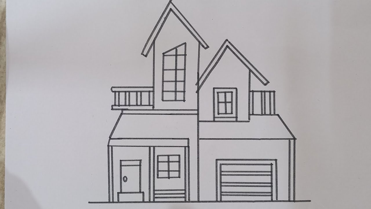 how to draw a level house scenery for beginners - YouTube