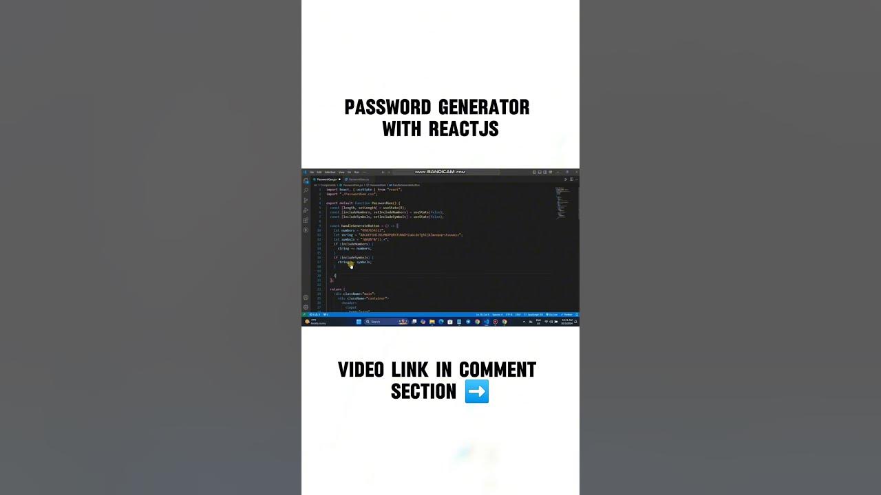 Password Generator With Reactjs Webdevlopement React Tutorial Youtube
