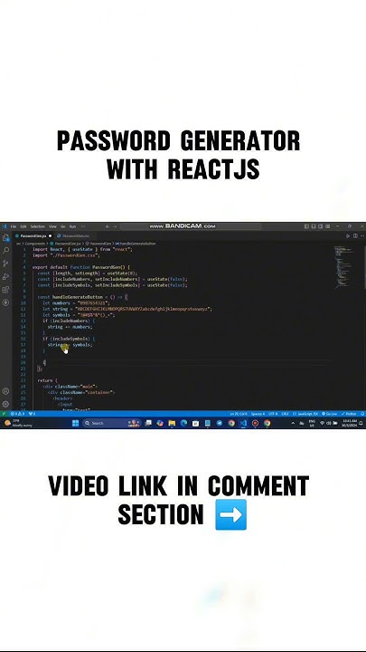 Password Generator With Reactjs Webdevlopement React Tutorial Youtube