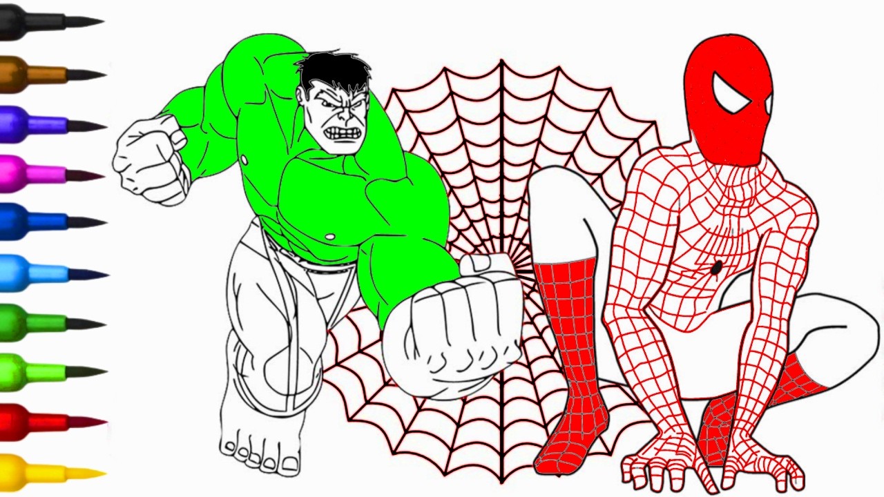 Spidey & Hulk Coloring Book | Spider-Man Team Art - YouTube