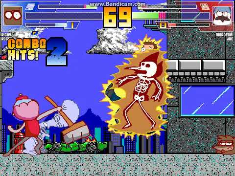 MUGEN battle #1883: Rigby & Roger Smith vs Mordecai & Joe Swanson