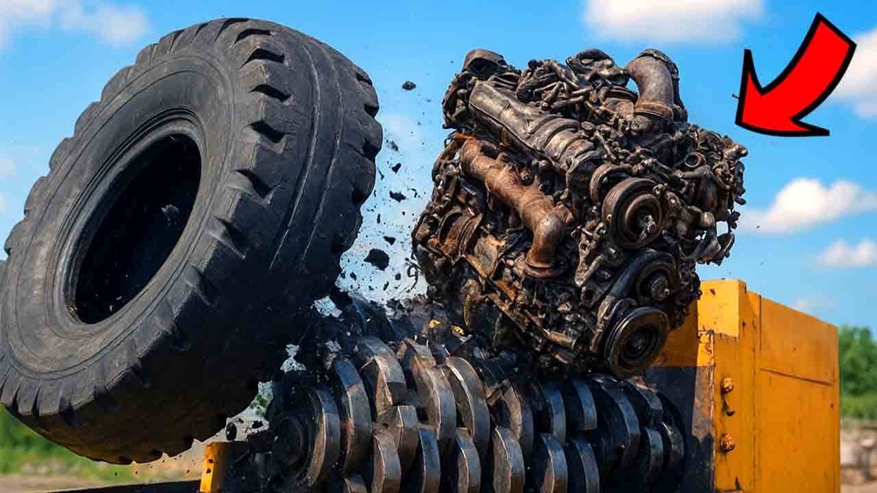 Insane Giant Shredder Destroys Old Motorcycle And Metal Scraps! Extreme ...