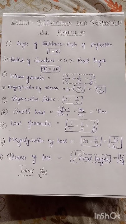 Light reflection and refraction # Class 10 # All formulas of light ...