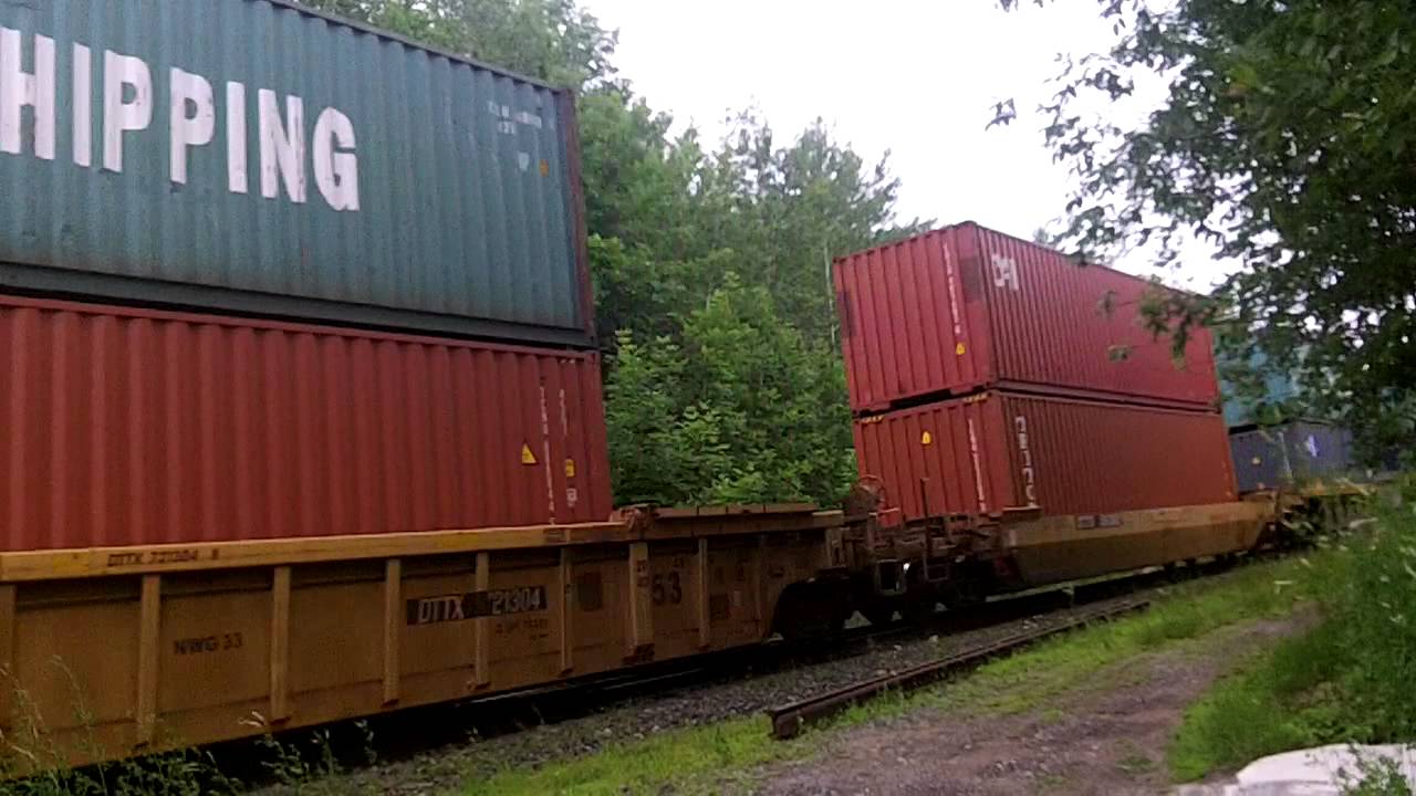 CN 102 w/ CN Engines 2827 & 2268 lead this long SB Intermodal train ...