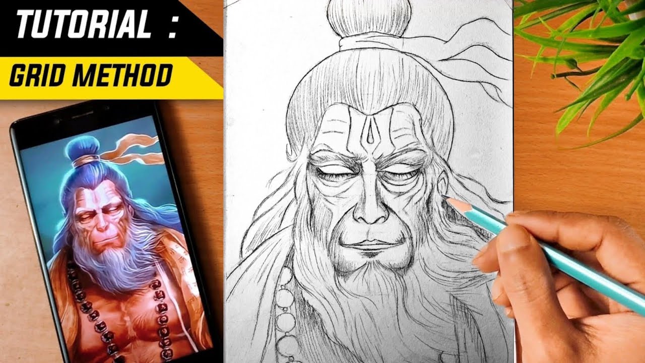 Hanuman ji Outline Tutorial//Hanuman drawing tutorial//Hanuman sketch ...