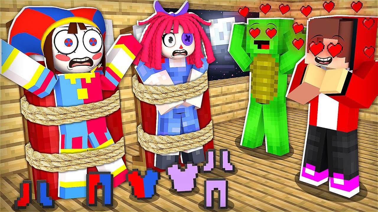 TIED POMNI and RAGATHA vs JJ and Mikey in Minecraft Challenge - Maizen ...