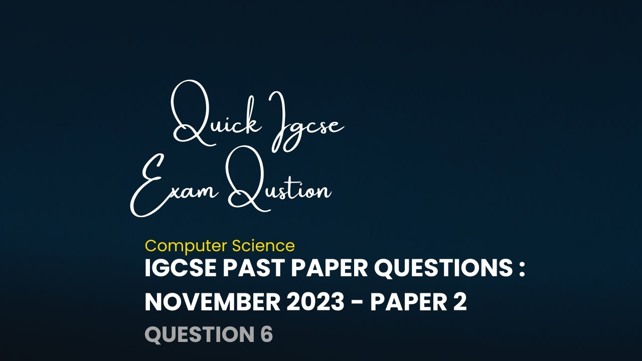 Igcse Computer Science 0478 Past Paper Question Logic Gates And Logic