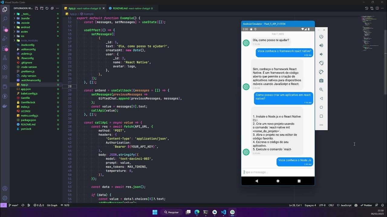 Aplicativo React Native + Javascript + ChatGPT - YouTube