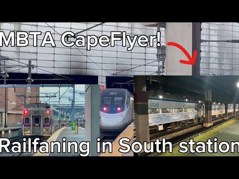 I cought a MBTA CapeFlyer train and more other trains in Boston south station - YouTube