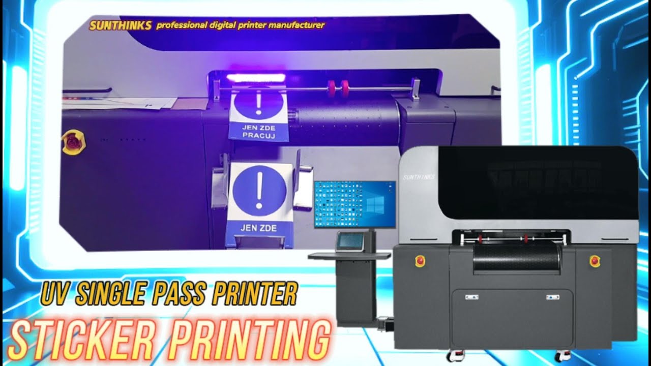 CMYK+W 5-Color UV Single Pass Printer For Sticker Printing. # ...