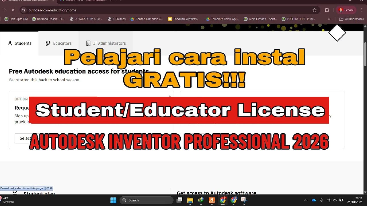 Cara Instal Autodesk Inventor Professional Gratis - Student/Educator ...