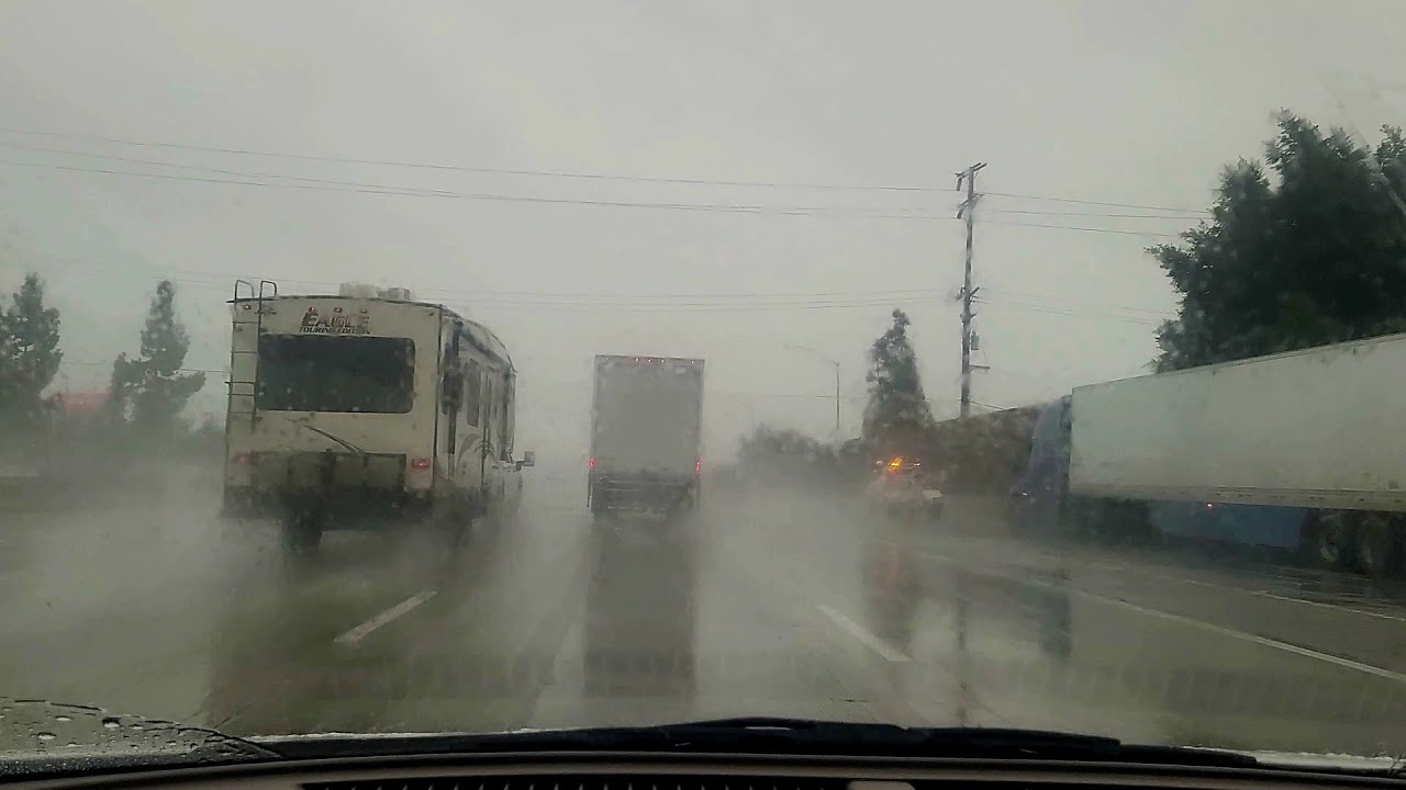 Dangerous driving on the 210 Freeway during a rare blizzard and ...