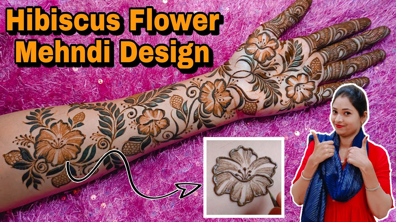 Hibiscus flower mehndi design - Full Tutorial With Easy Trick - Learn ...