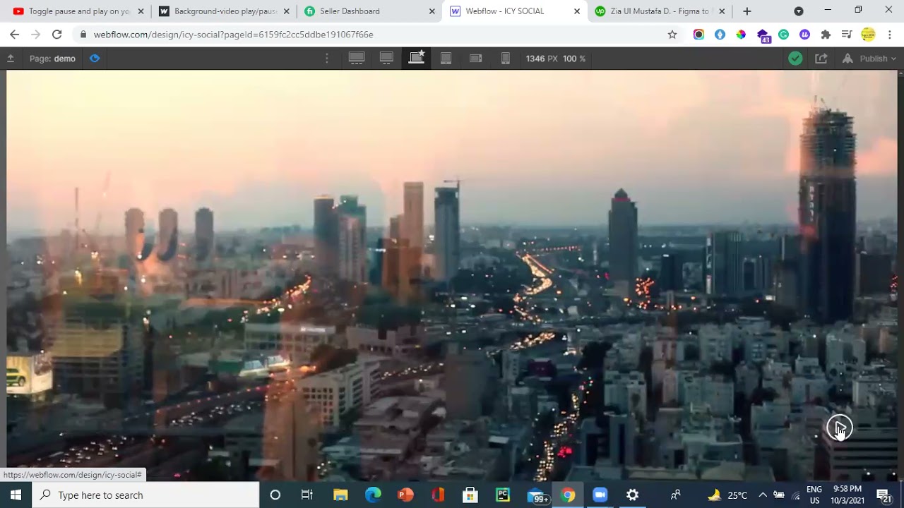 webflow background video toggle play pause button in Hindi/Urdu - YouTube
