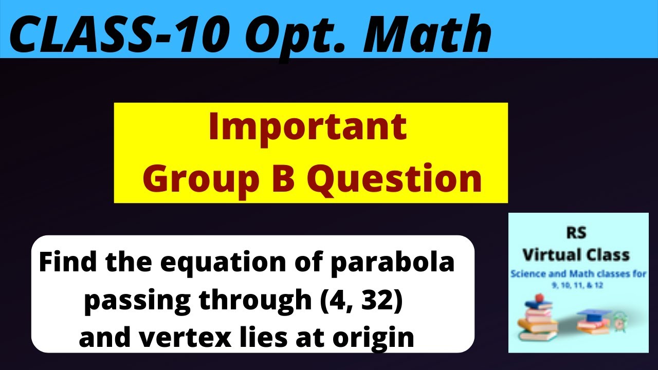 Class 10 || O. Math || Quadratic Equation & Graphs || Find the equation ...