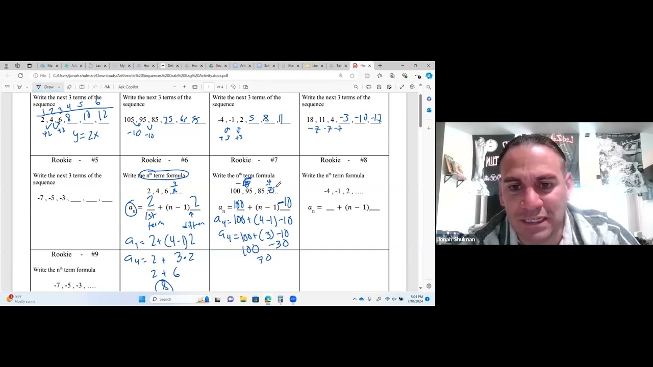 Math for Teachers - 5a Algebraic thinking, linear equations and ...