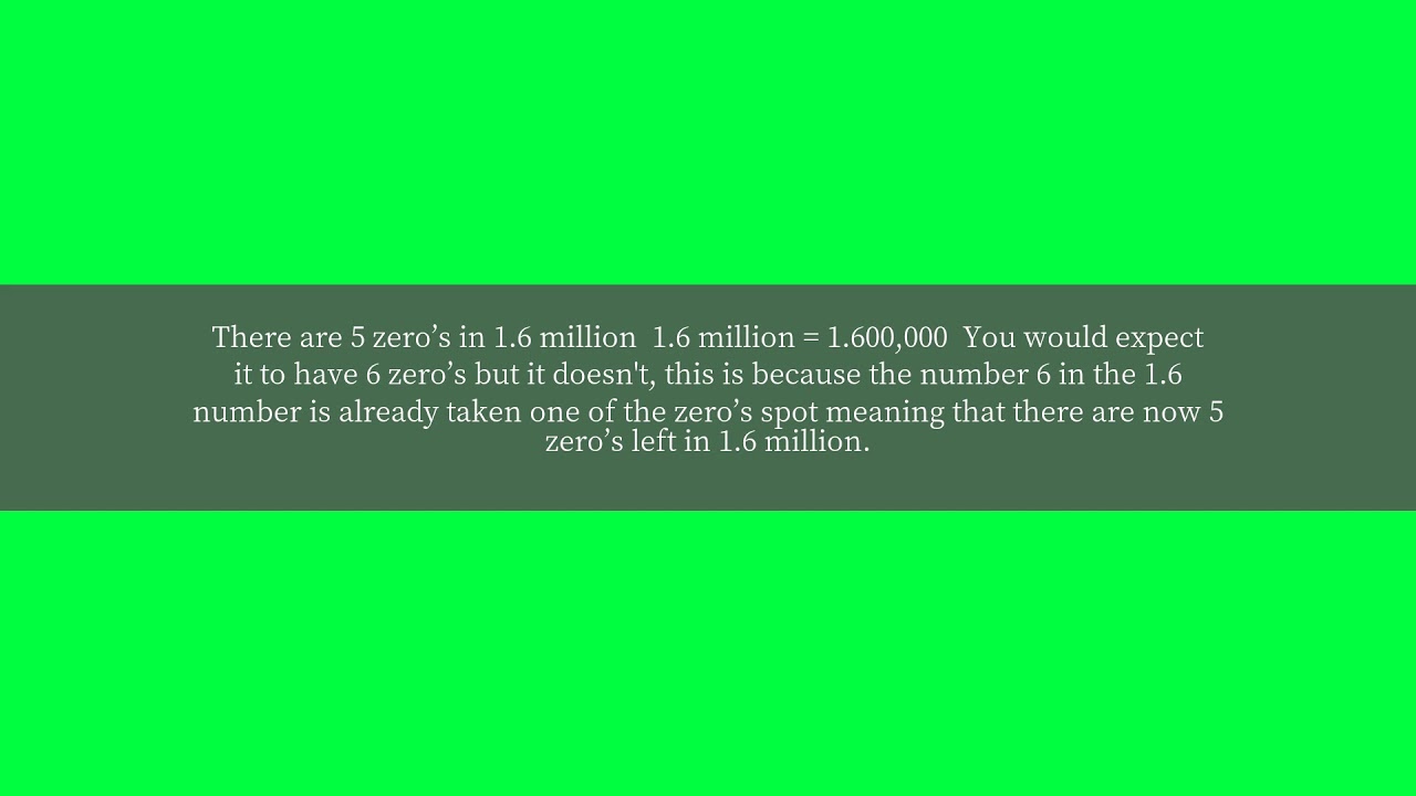 How many 0s are in 1.6 million? - YouTube