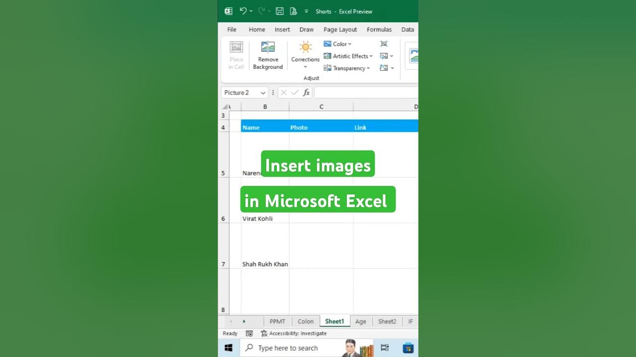 How to insert images in Microsoft Excel #exceltricks #excelformula # ...