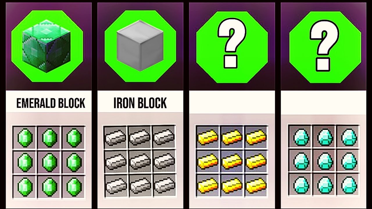 Comparison: Minecraft Blocks Recipes - YouTube