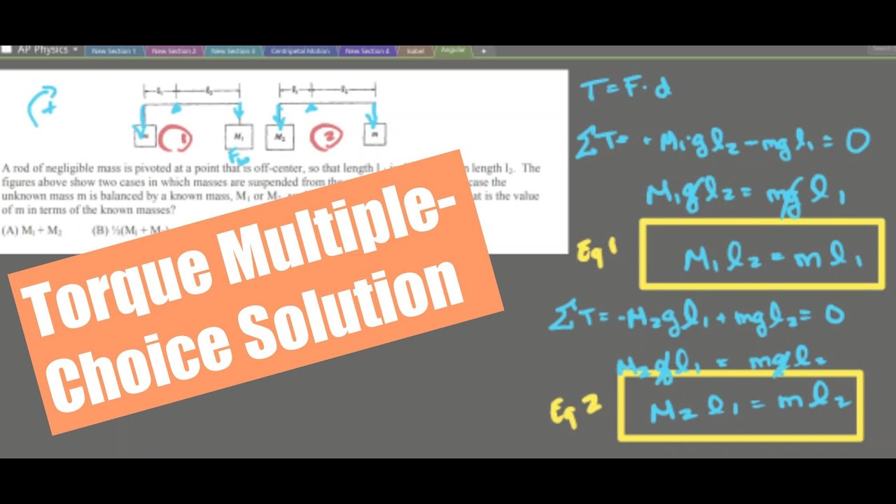 Torque Equilibrium Problem Explained for College Physics - YouTube