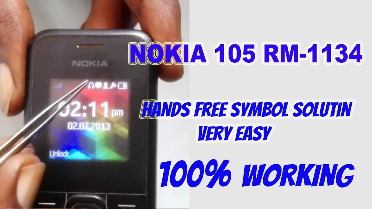 Nokia 105 headphone hands free symbol solution - YouTube