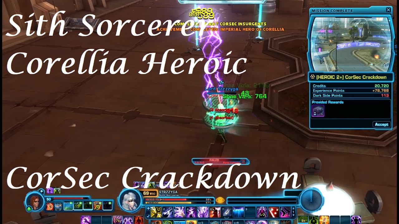 SWTOR Sith Sorcerer: Corellia Heroic: CorSec Crackdown - YouTube